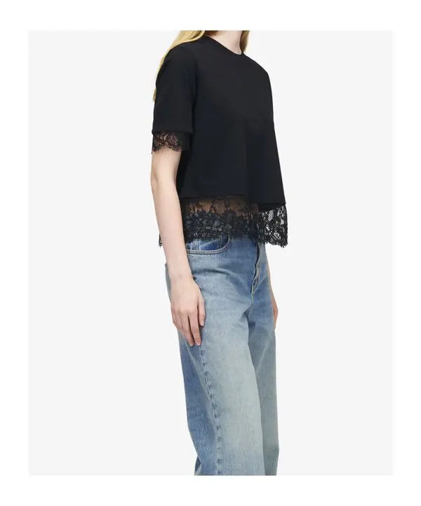 Alexander McQueen Lace Trimmed Crewneck T-shirt