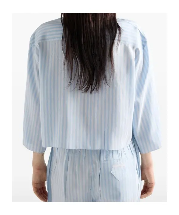 Prada Striped Lapel Collar Shirt