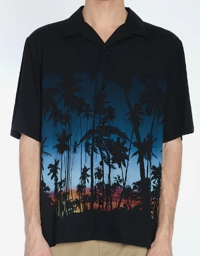 Celine Hawaiian Shirt In Printed Viscose - Black
