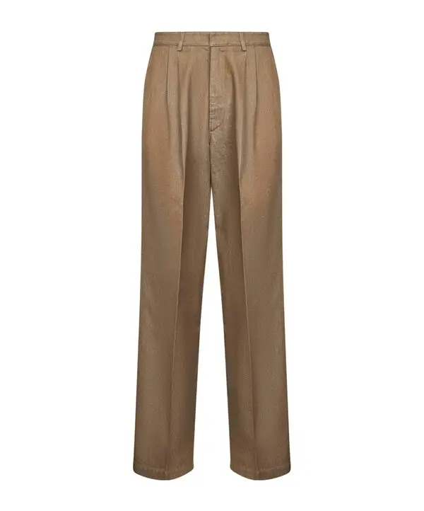 Dries Van Noten Pleated Straight-leg Trousers - Brown