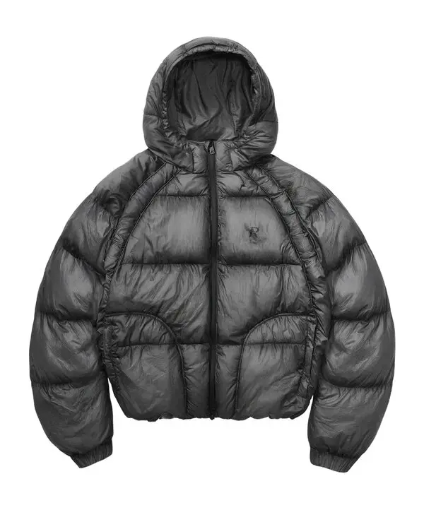 REPRESENT Hooded Down Jacket - Washed Black