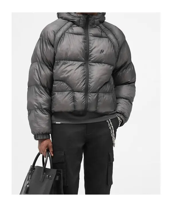 REPRESENT Hooded Down Jacket - Washed Black