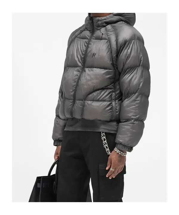 REPRESENT Hooded Down Jacket - Washed Black