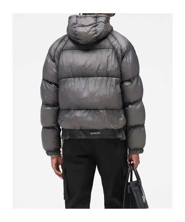 REPRESENT Hooded Down Jacket - Washed Black
