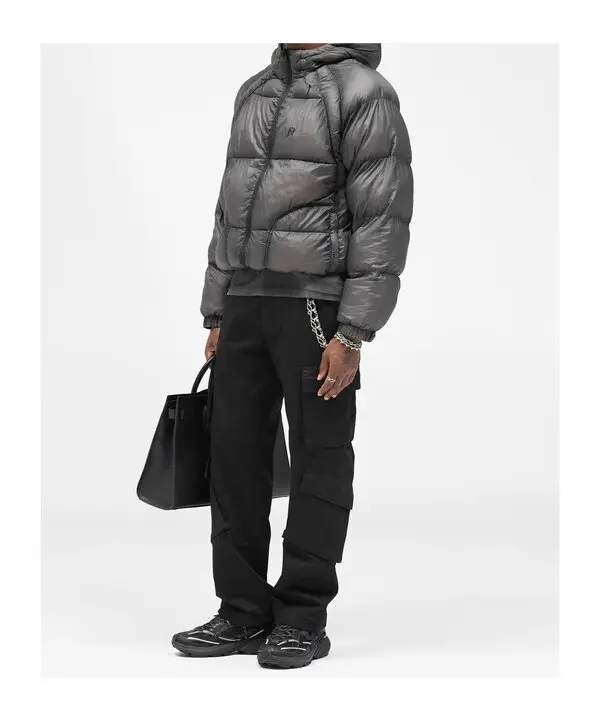 REPRESENT Hooded Down Jacket - Washed Black