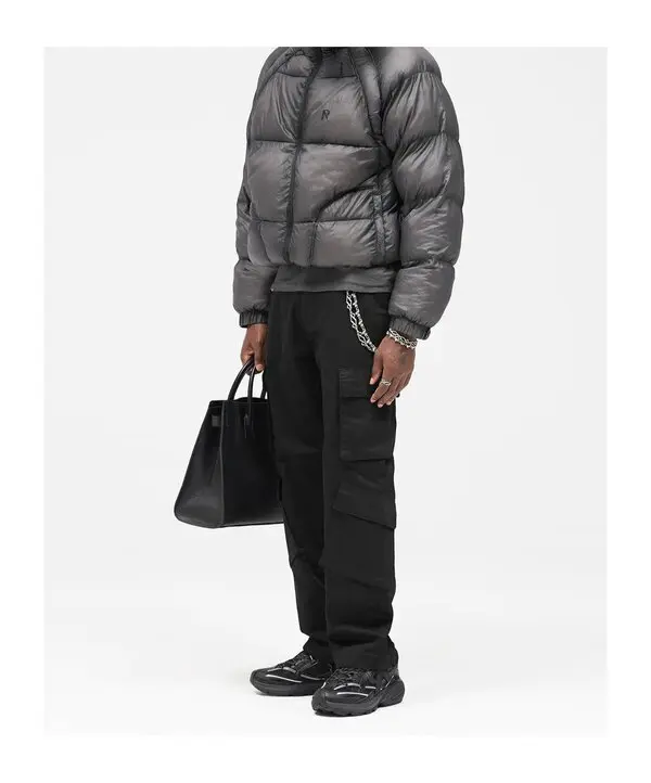 REPRESENT Hooded Down Jacket - Washed Black