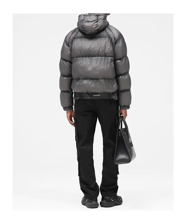 REPRESENT Hooded Down Jacket - Washed Black