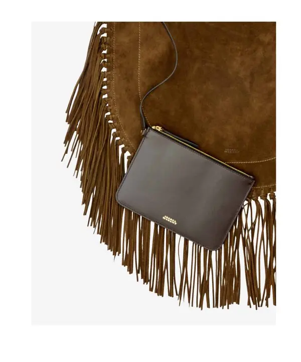 Isabel Marant Étoile Oskan Fringed Edge Shoulder Bag - Bronze