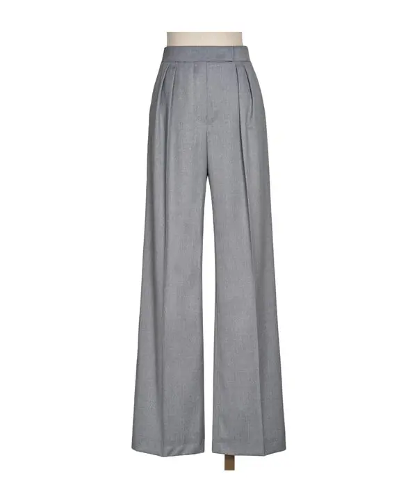 Max Mara High-waisted Double Pleat Wide Leg Trousers - Medium Gray