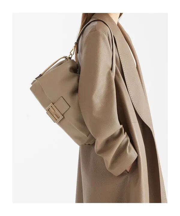 Fendi Mamma Baguette Drawstring Shoulder Bag - Dove-grey