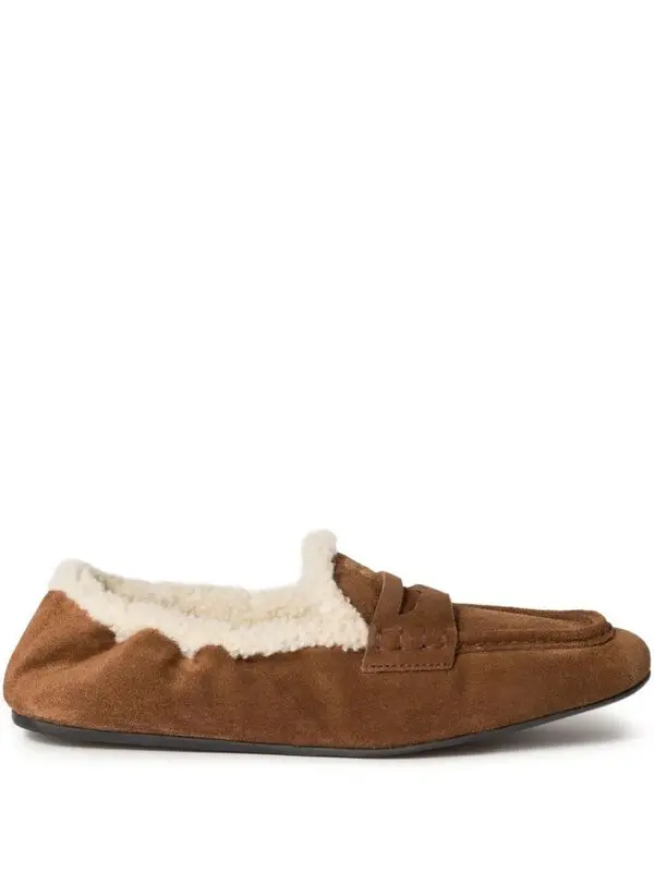 Miu Miu Logo Detail Suede Loafers