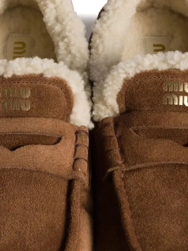 Miu Miu Logo Detail Suede Loafers