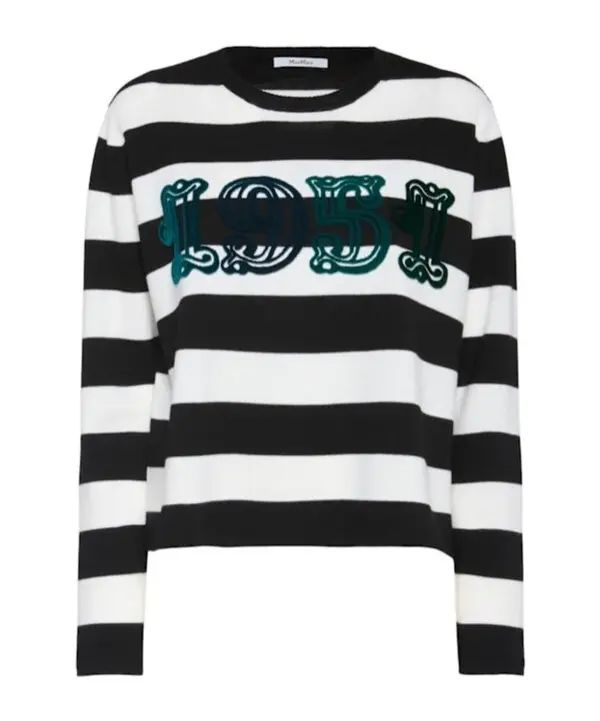 Max Mara Striped Crewneck Pullover - Black