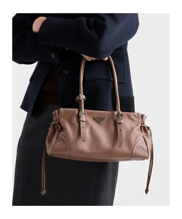 Prada Bonnie Medium Antiqued Leather Tote Bag