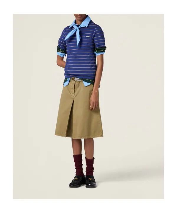 Miu Miu Striped Jersey T-shirt With Pocket - Blue