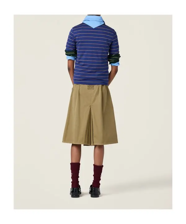 Miu Miu Striped Jersey T-shirt With Pocket - Blue