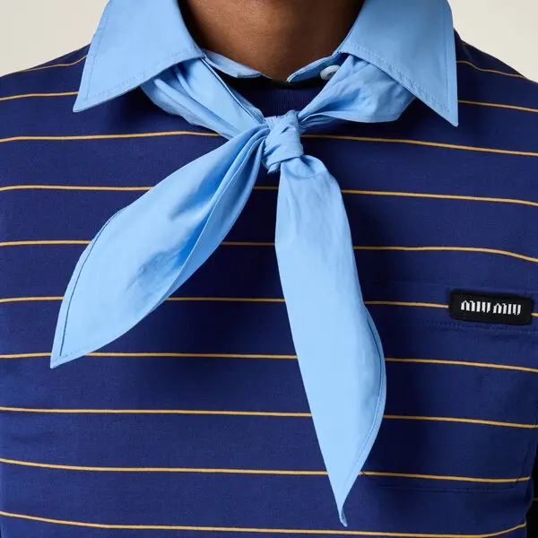 Miu Miu Striped Jersey T-shirt With Pocket - Blue