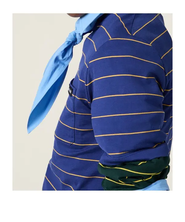 Miu Miu Striped Jersey T-shirt With Pocket - Blue