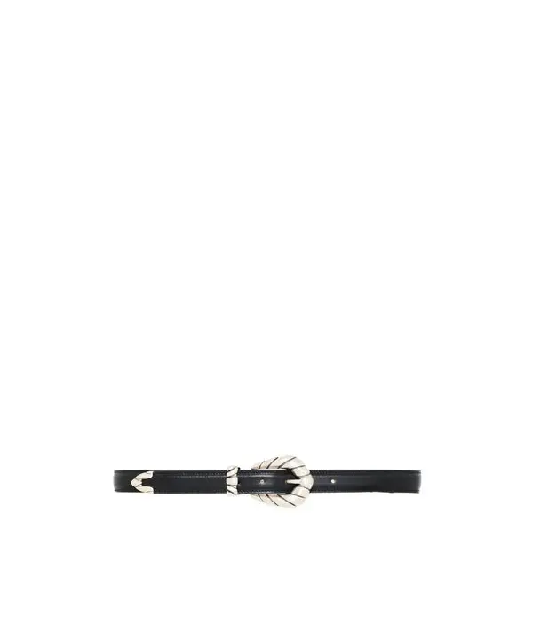 IRO PARIS Embellished Leather Belt With Silver Buckle - Black