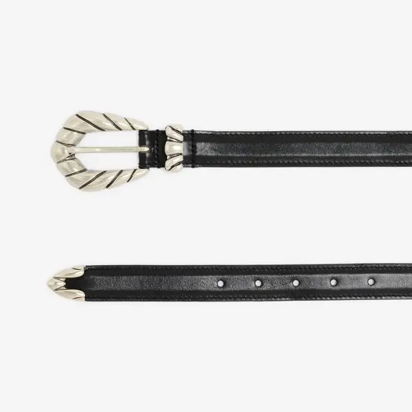 IRO PARIS Embellished Leather Belt With Silver Buckle - Black