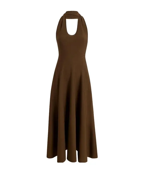 Khaite Halterneck Midi Dress - Bark