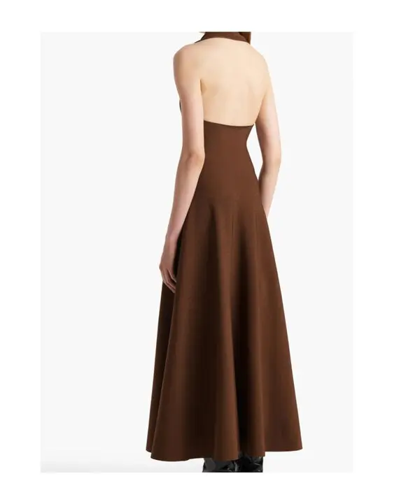 Khaite Halterneck Midi Dress - Bark