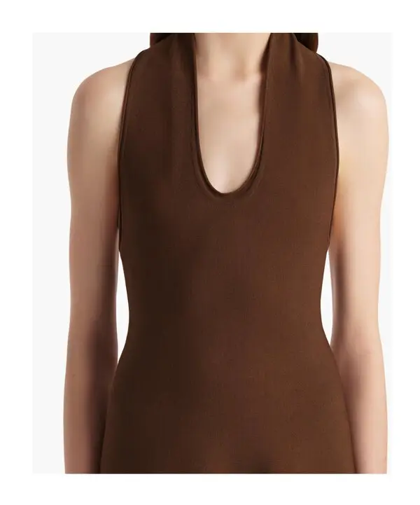 Khaite Halterneck Midi Dress - Bark