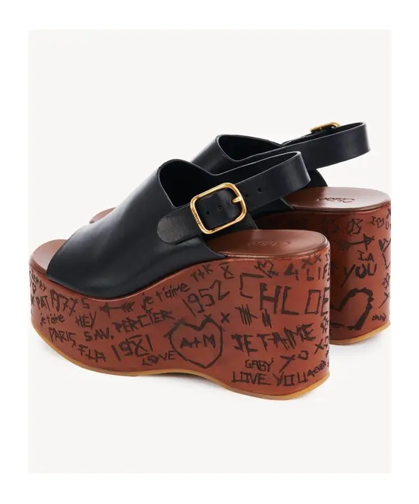Chloé Maxime Wedge Sandals - Black
