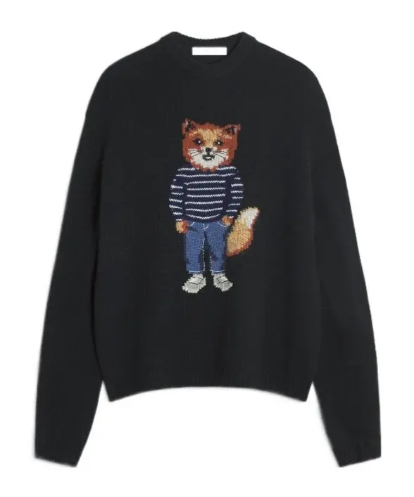 Maison Kitsuné Long Sleeve Crewneck Sweatshirt - Black
