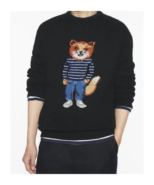 Maison Kitsuné Dressed Fox Intarsia Crewneck Sweatshirt