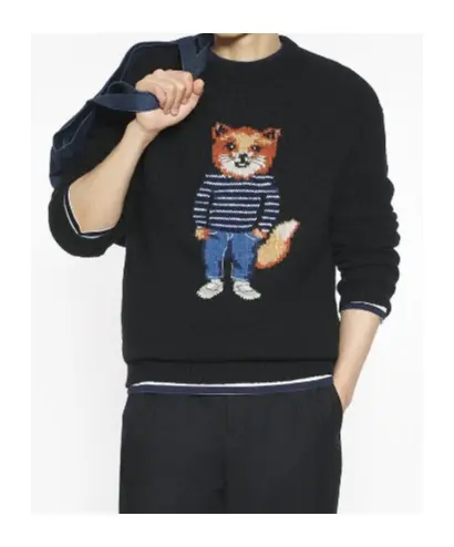 Maison Kitsuné Dressed Fox Intarsia Crewneck Sweatshirt