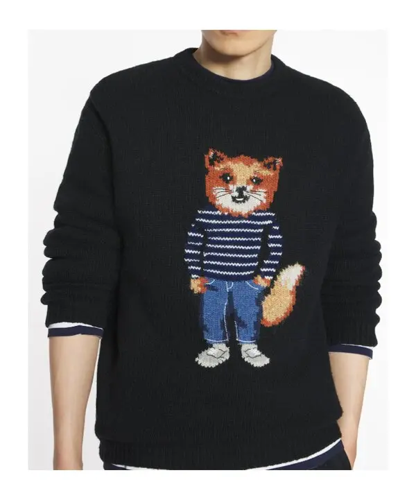Maison Kitsuné Dressed Fox Intarsia Crewneck Sweatshirt