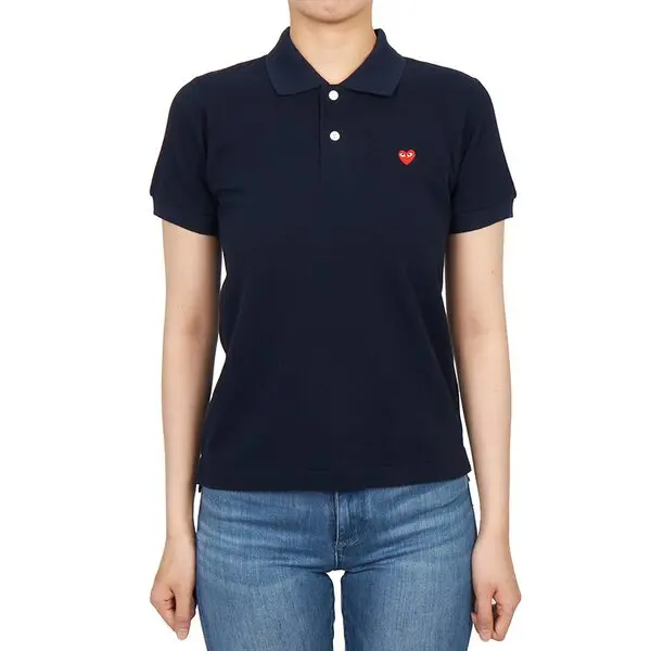 Comme Des Garçons Short-sleeved Polo Shirt With Embroidered Heart - Black