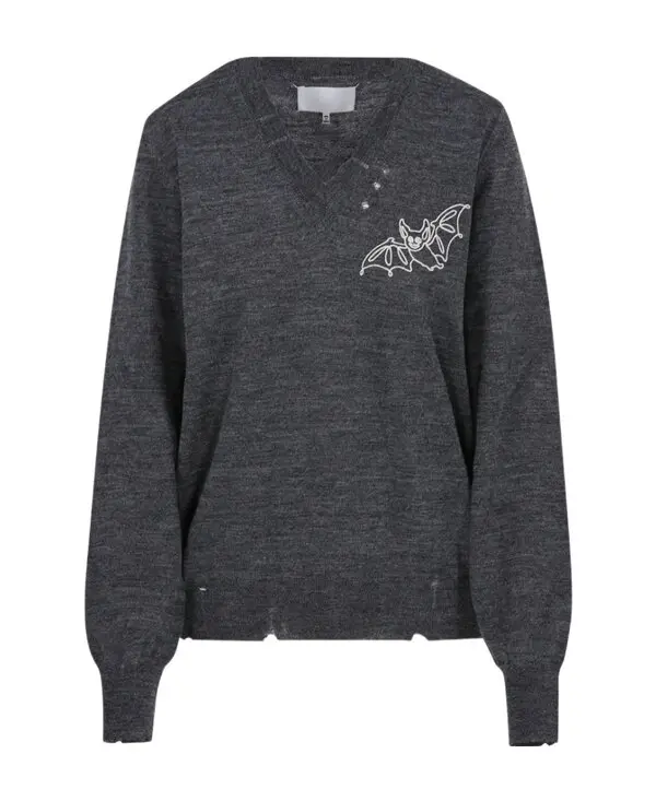 MAISON MARGIELA Mélange Effect Logo-print V-neck Jumper