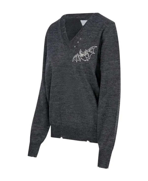 MAISON MARGIELA Mélange Effect Logo-print V-neck Jumper