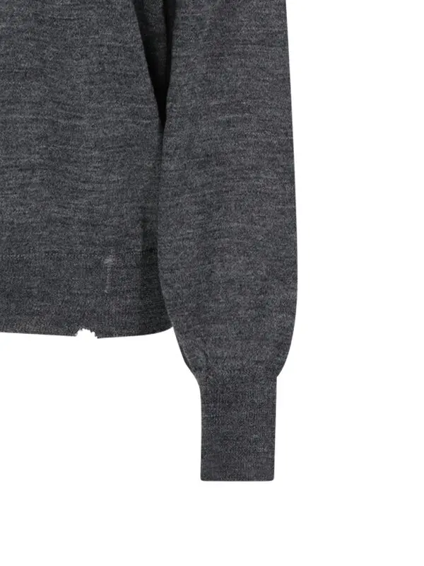 MAISON MARGIELA Mélange Effect Logo-print V-neck Jumper