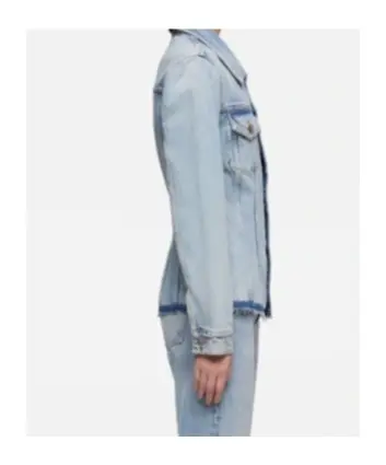 7 For All Mankind Trucker Button Frayed Denim Jacket - Light Blue