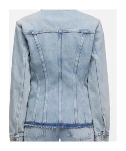 7 For All Mankind Trucker Button Frayed Denim Jacket - Light Blue