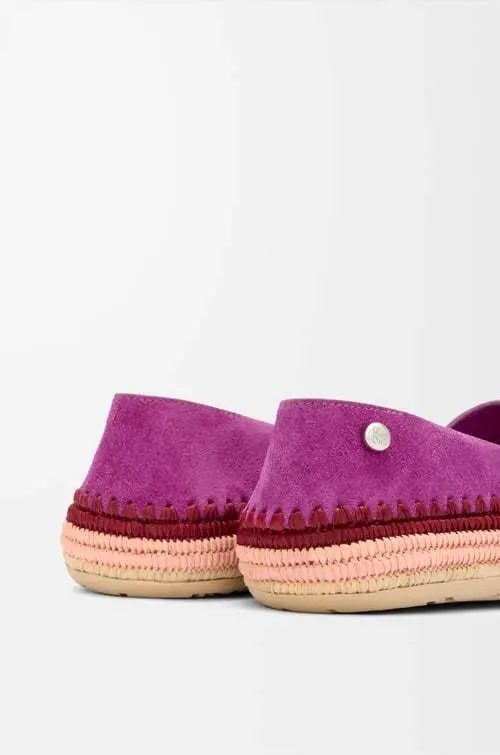 Loewe Suede And Raffia Rio Slipper - Pink