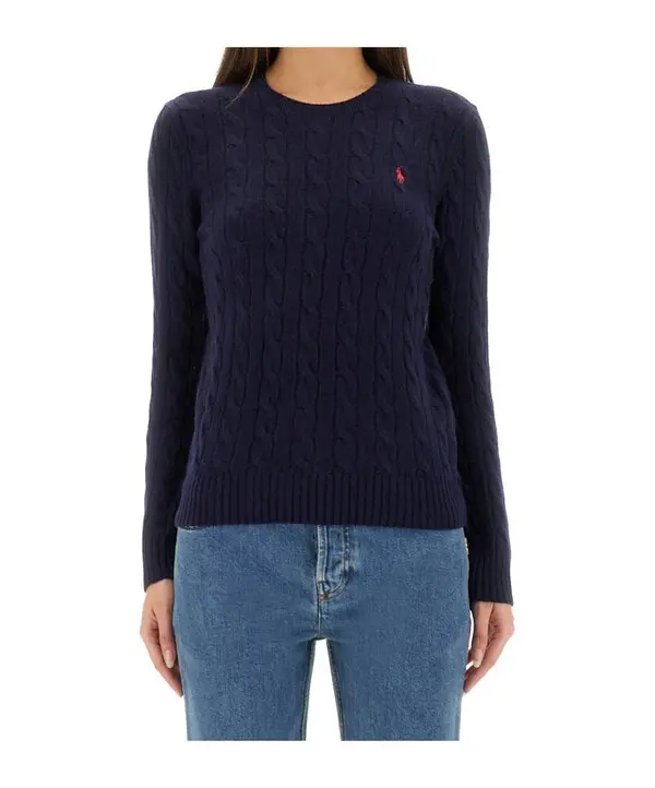 Polo Ralph Lauren Cable-knit Jumper With Embroidered Logo - Navy