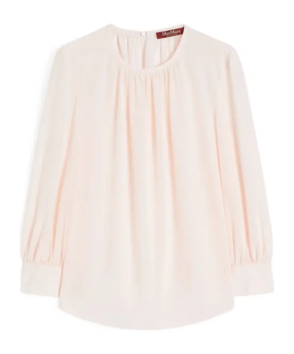 Max Mara Gathered Blouse With Raglan Sleeves And Draped Closure - Pink