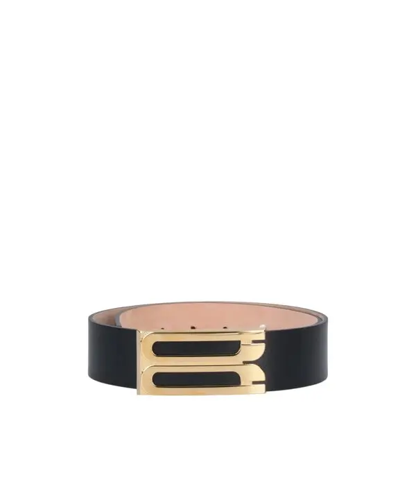 Victoria Beckham Logo Buckle Leather Belt - Black