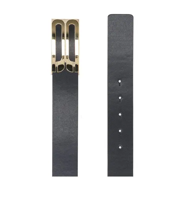 Victoria Beckham Logo Buckle Leather Belt - Black