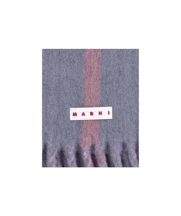 Marni Logo Patch Fringed Scarf