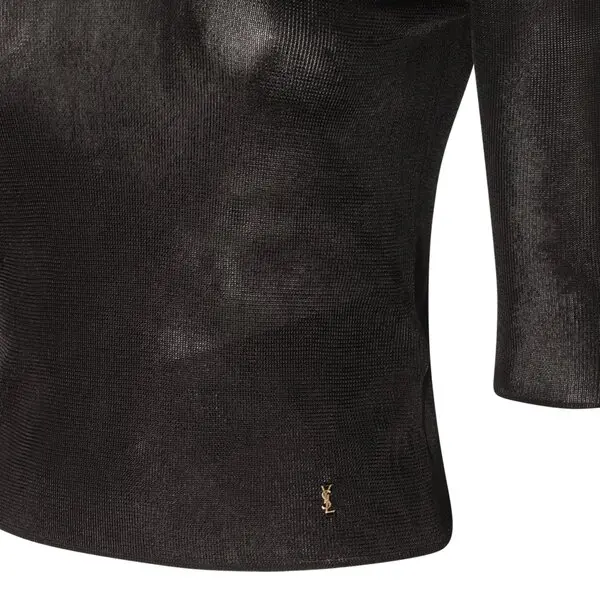 Saint Laurent Cassandre Crewneck Knitted Top - Black