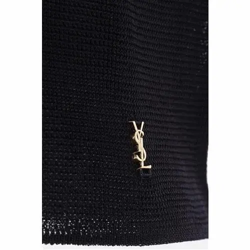 Saint Laurent Cassandre Crewneck Knitted Top - Black