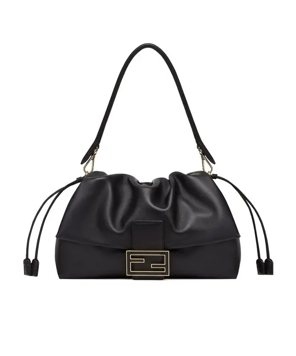 Fendi Mamma Baguette Drawstring Shoulder Bag - Black
