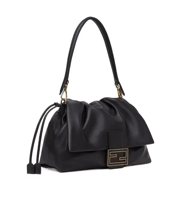 Fendi Mamma Baguette Drawstring Shoulder Bag - Black