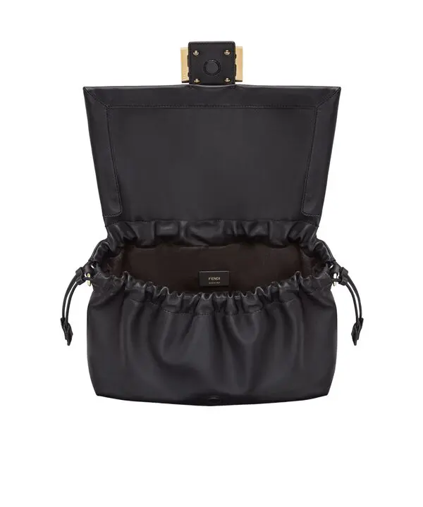 Fendi Mamma Baguette Drawstring Shoulder Bag - Black