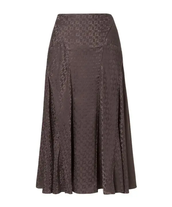 Fendi Monogrammed A-line Midi Skirt - Black